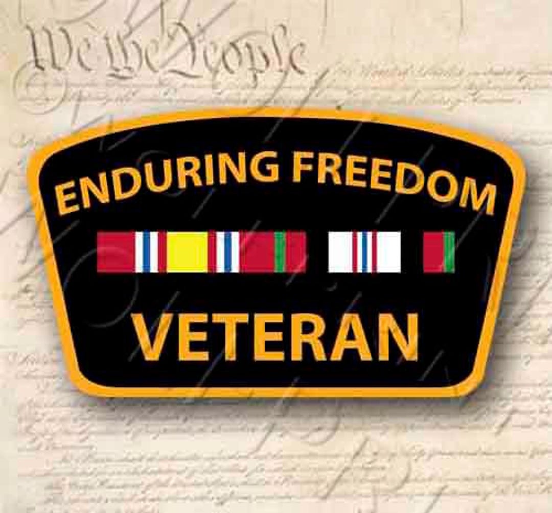 Enduring Freedom Veteran Ribbon Colors Sticker 5" Wide Decal Military ...