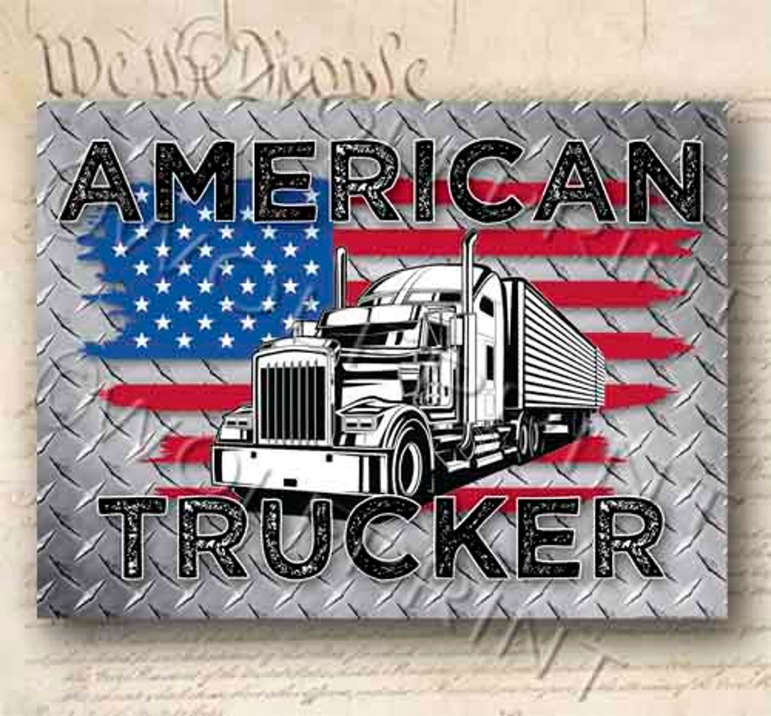 American Trucker Patriotic Tractor Trailer Truck Driver Decal Sticker 5 ...