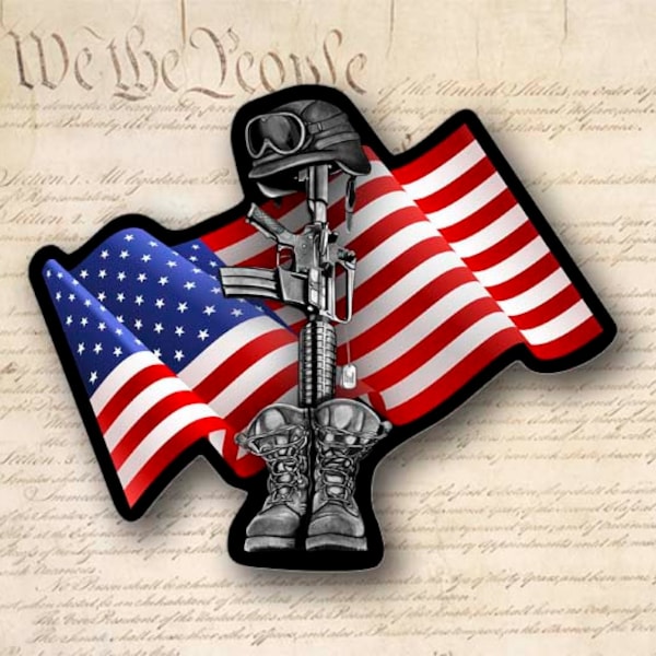 Fallen Soldier Sticker, Boots, Dog Tag, Rifle. Decal - Etsy