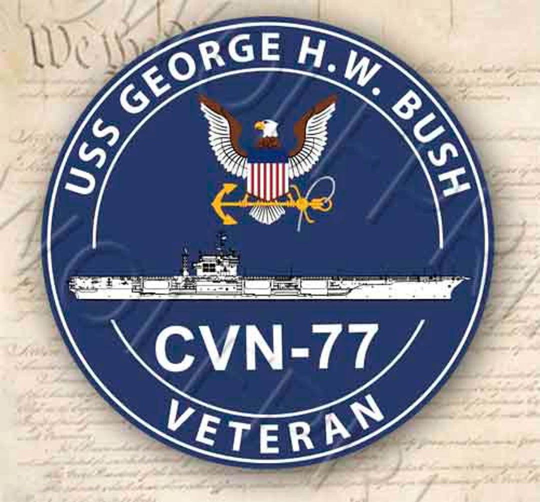 Aircraft Carrier Veteran 4" Round Sticker USS Bush Ford Ship USA Navy ...