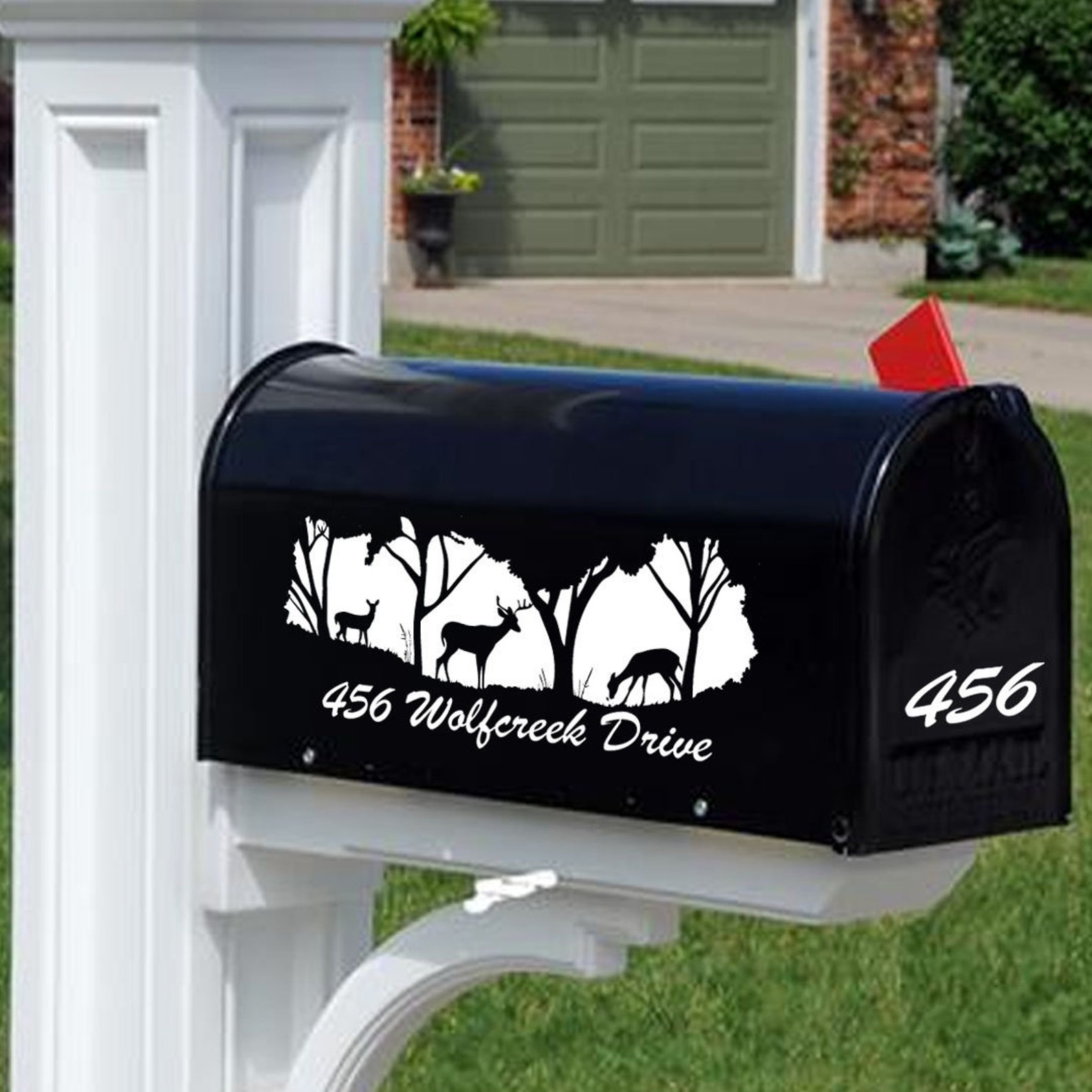 Wildlife Deer Mailbox Address Decal Deer in Trees With Your - Etsy