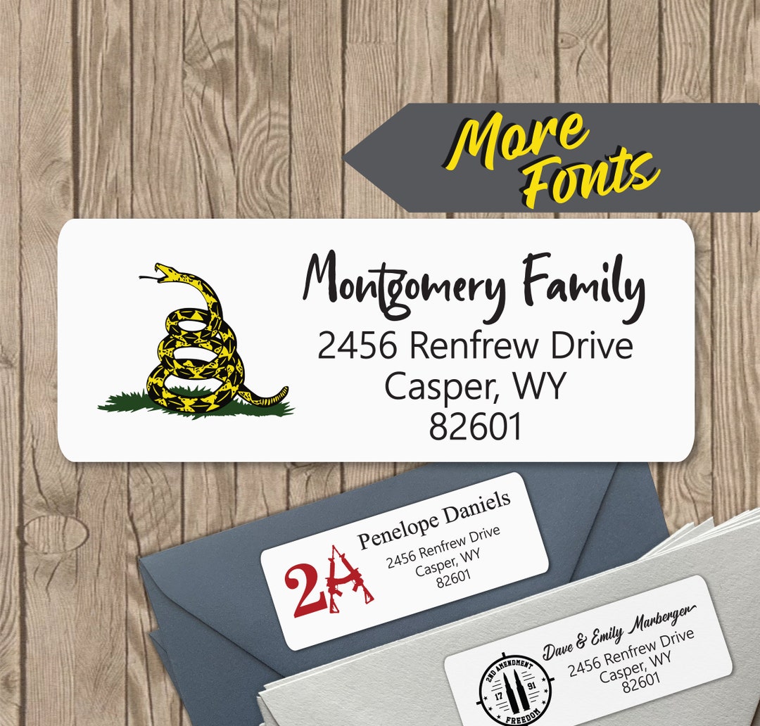 2nd Amendment Return Address Labels White Matte Qty 30, Gadsden Custom ...
