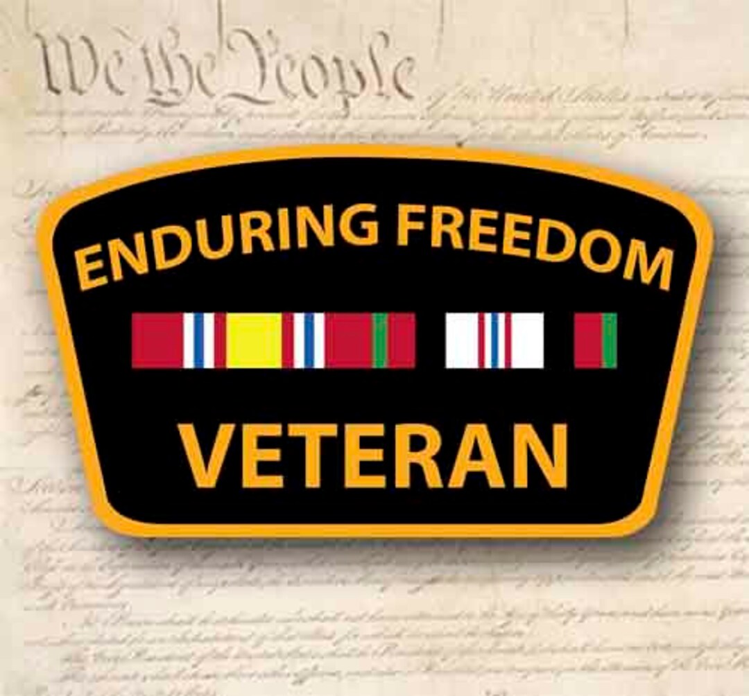 Enduring Freedom Veteran Ribbon Colors Sticker 5" Wide Decal Military ...