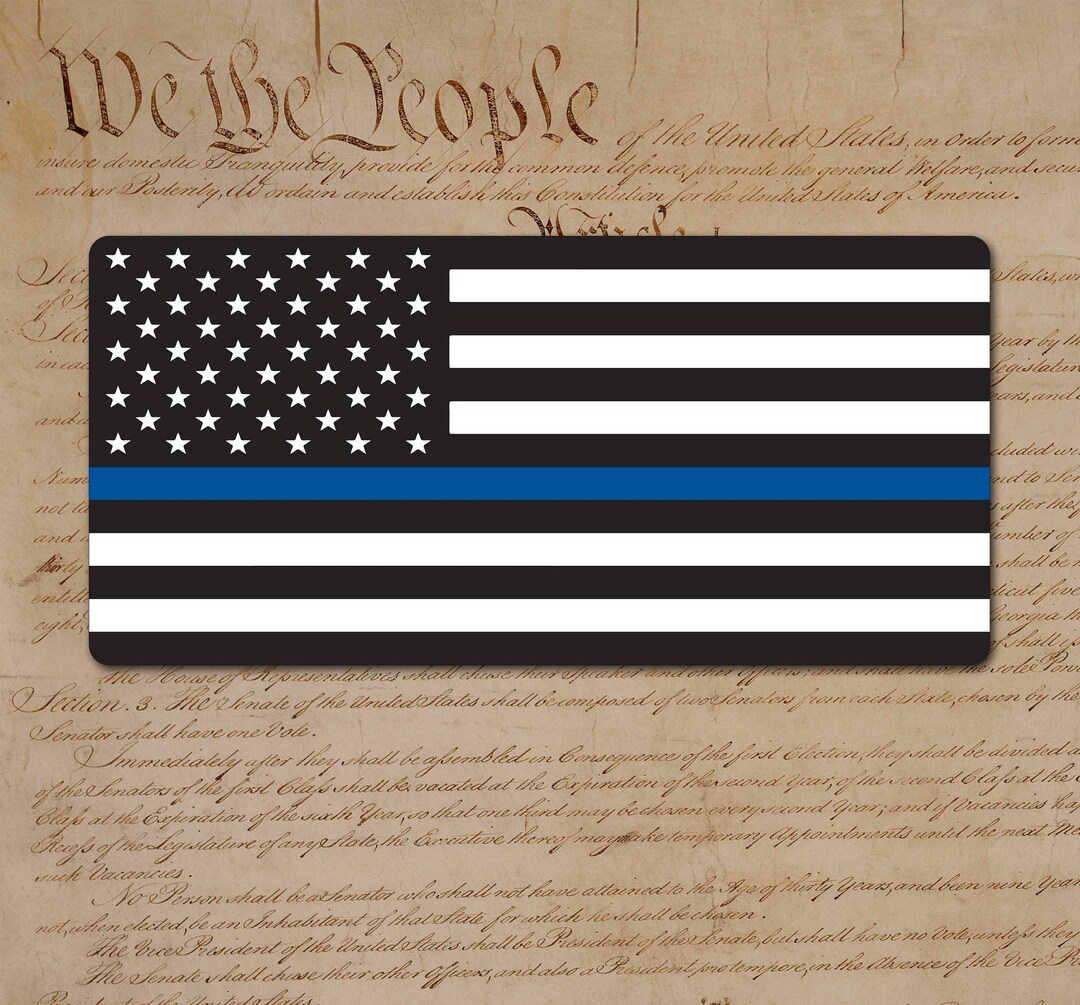 Thin Blue Line Flag Sticker 5" Wide | USA Flag Sticker | Red, Green ...