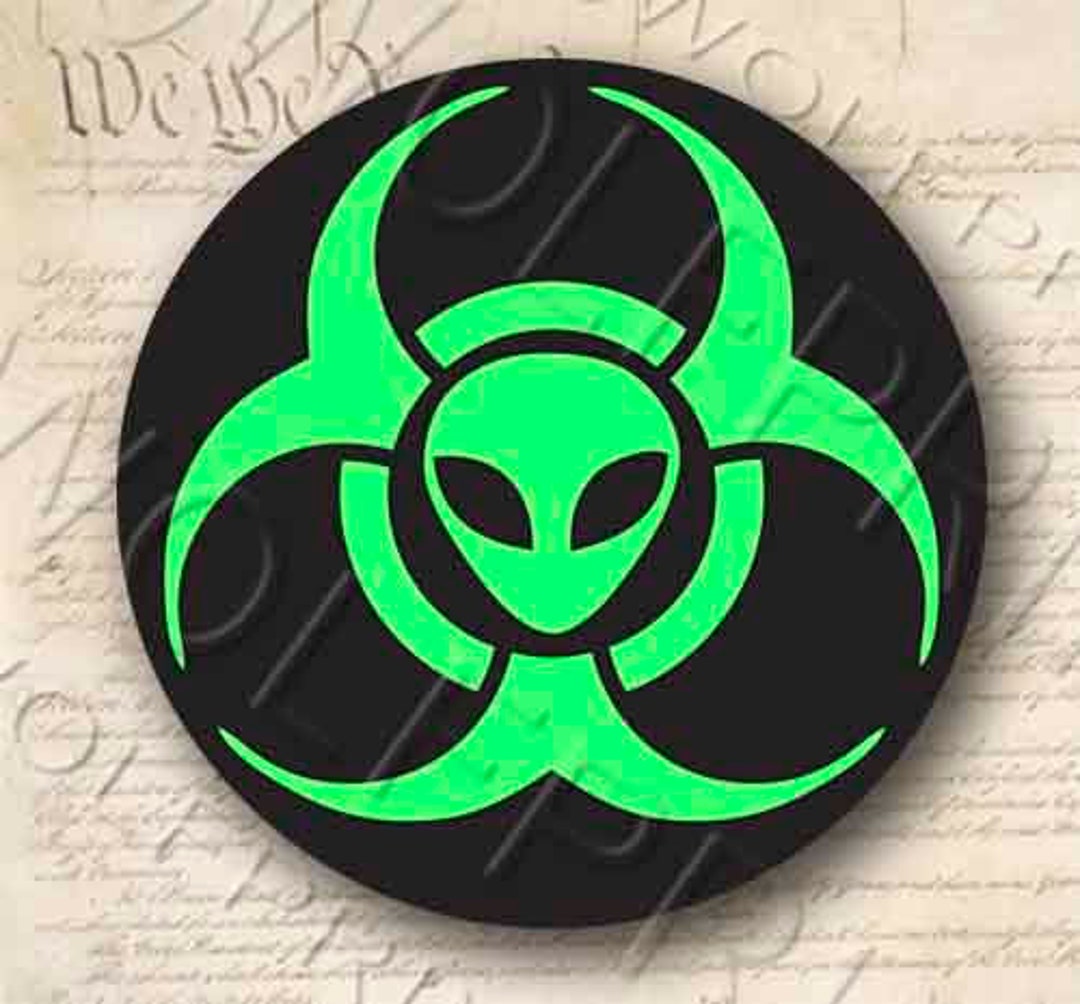 Biohazard Alien 4" Round Sticker - Funny Space UFO Window Vinyl ET ...