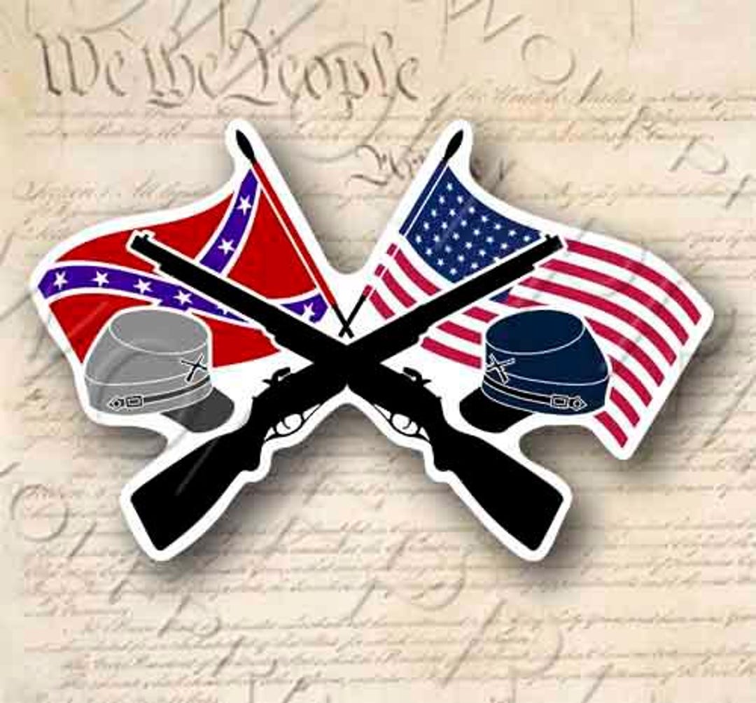 Rebel Union Civil War Flags and Caps Sticker 5.5" Wide Decal - Etsy