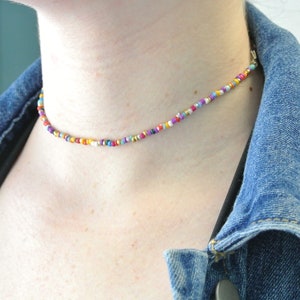 Choker Necklace, Colorful Beaded Choker Necklace, Seed Bead Choker ...