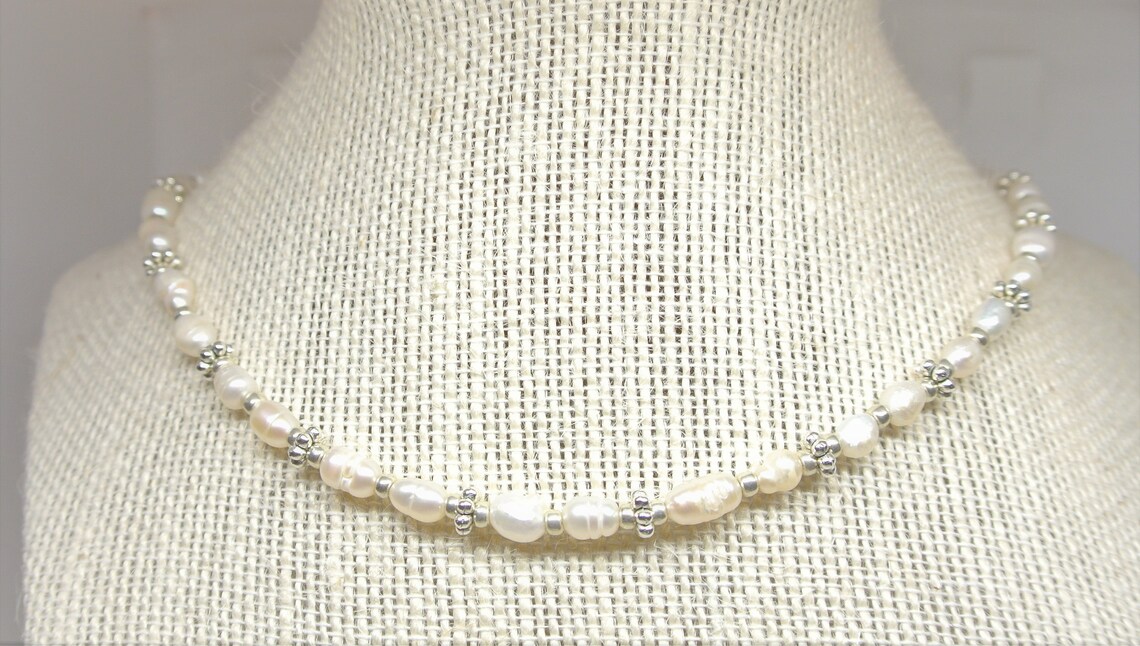 Potato Pearl Necklace Freshwater Pearl Beaded Choker Potato Etsy