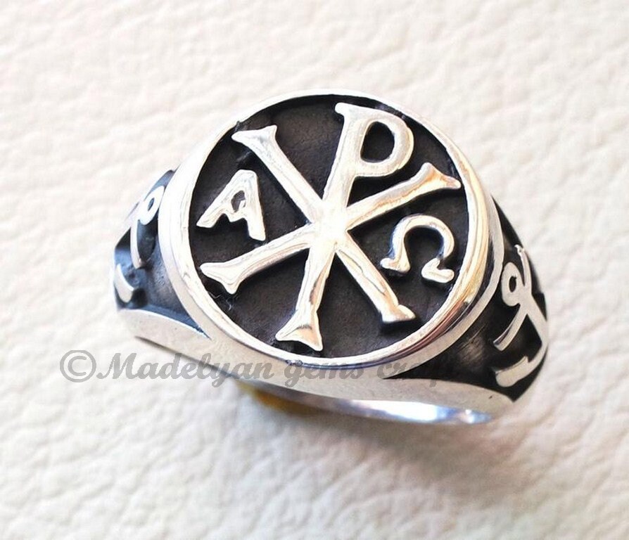 Chi Rho Ring 925 Sterling Silver Unique Silver Ring Anchor - Etsy