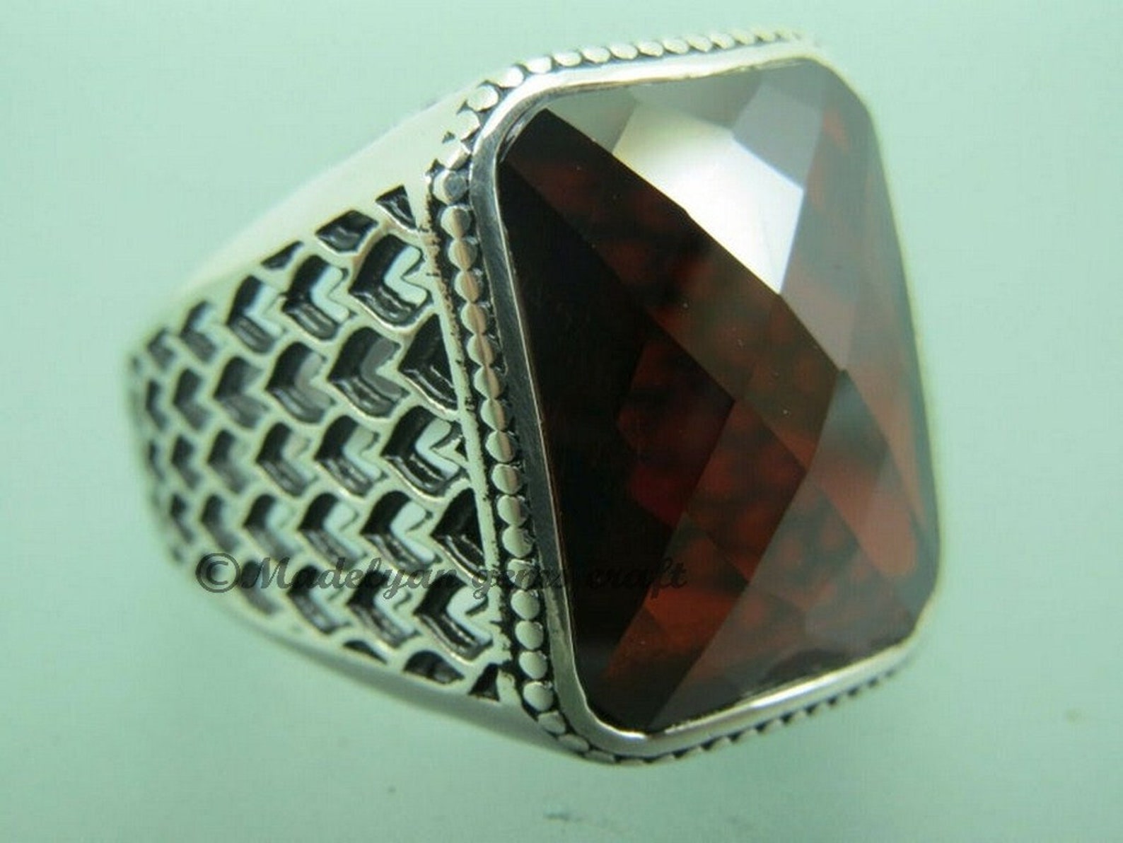Garnet Ring Sterling Silver Handmade Silver Ring Gemstone - Etsy