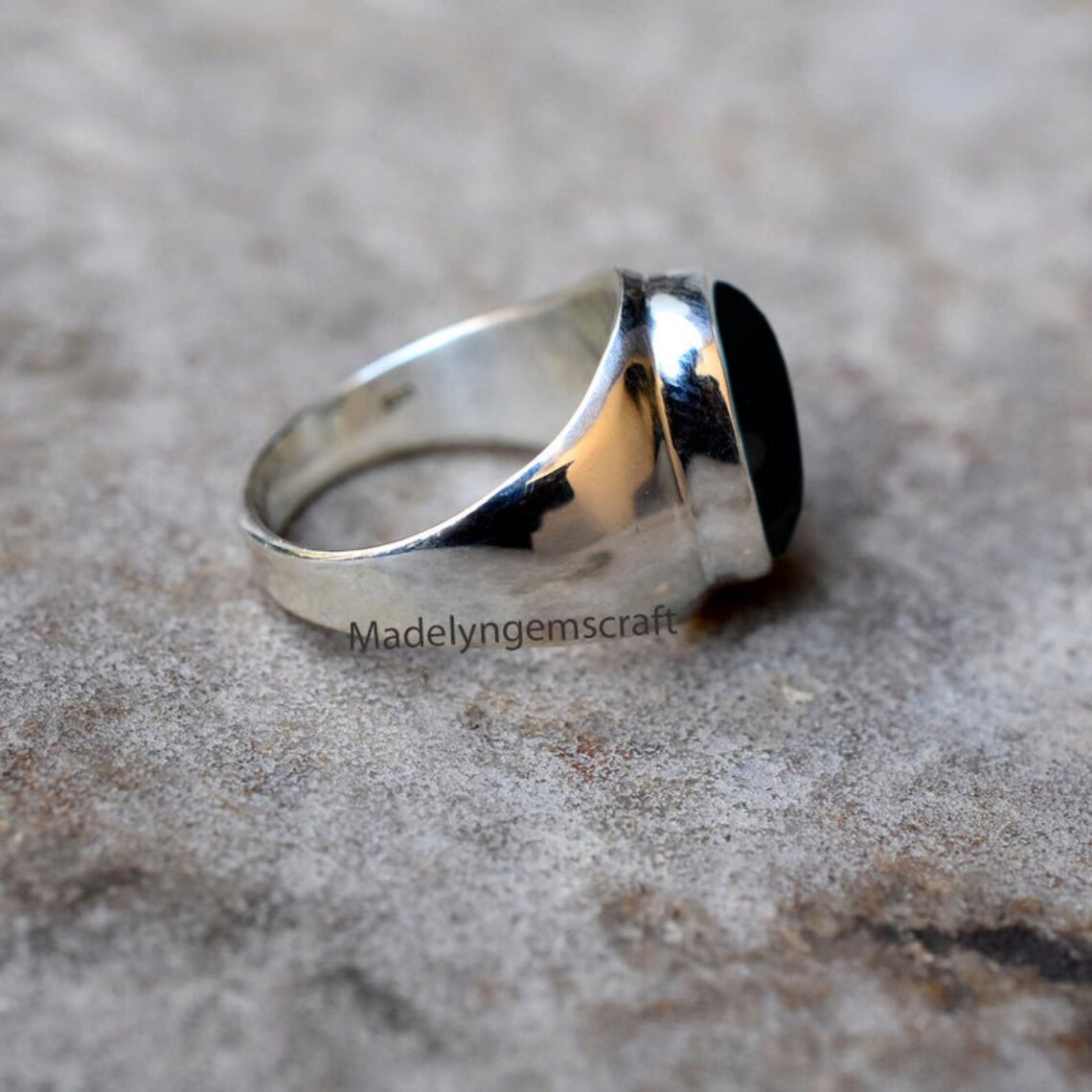 Black Stone Signet Ring Mens Solid 925 Silver Ring Mens | Etsy
