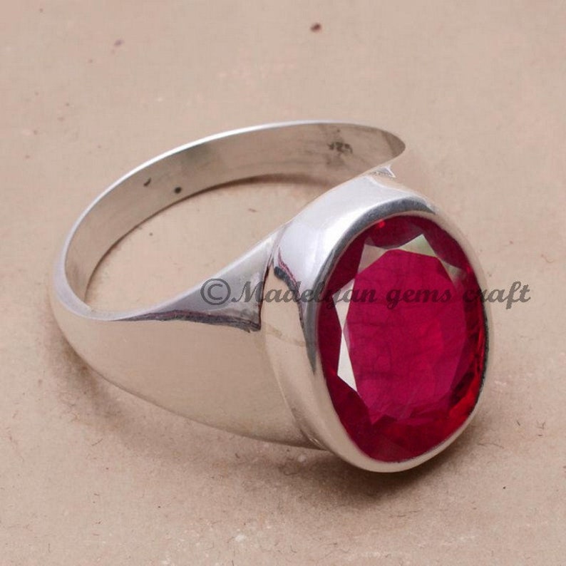 Red Ruby Ring 925 Sterling Silver Ring Handmade Silver Ring | Etsy