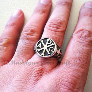 Chi Rho Ring, 925 Sterling Silver, Unique Silver Ring, Anchor Ring ...
