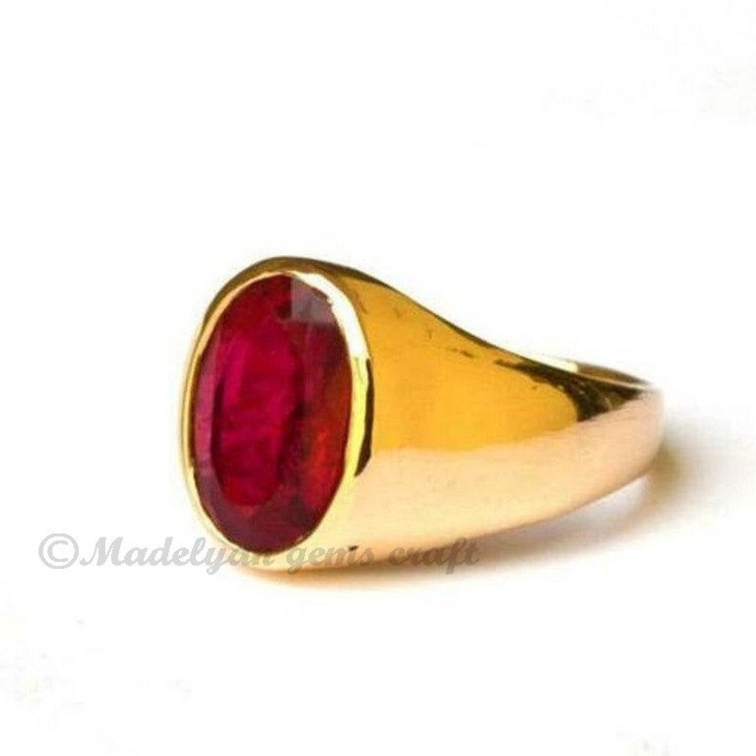 Natural Ruby Gemstone Ring Solid 925 Sterling Silver Ring for Men ...