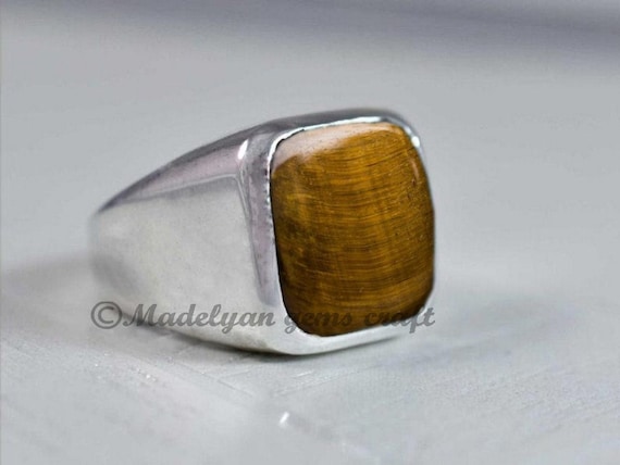 Tiger Eye Jewelry Gifts For Men 925 Silver Ring Tiger Eye | Etsy