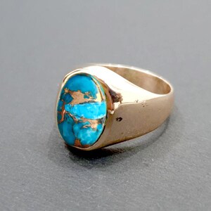 Blue Copper Turquoise Ring Cab, Sterling Silver Ring, Handmade Silver ...
