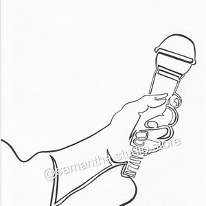Singer With Microphone - INSTANT DOWNLOAD - Printable Minimalist Line ...