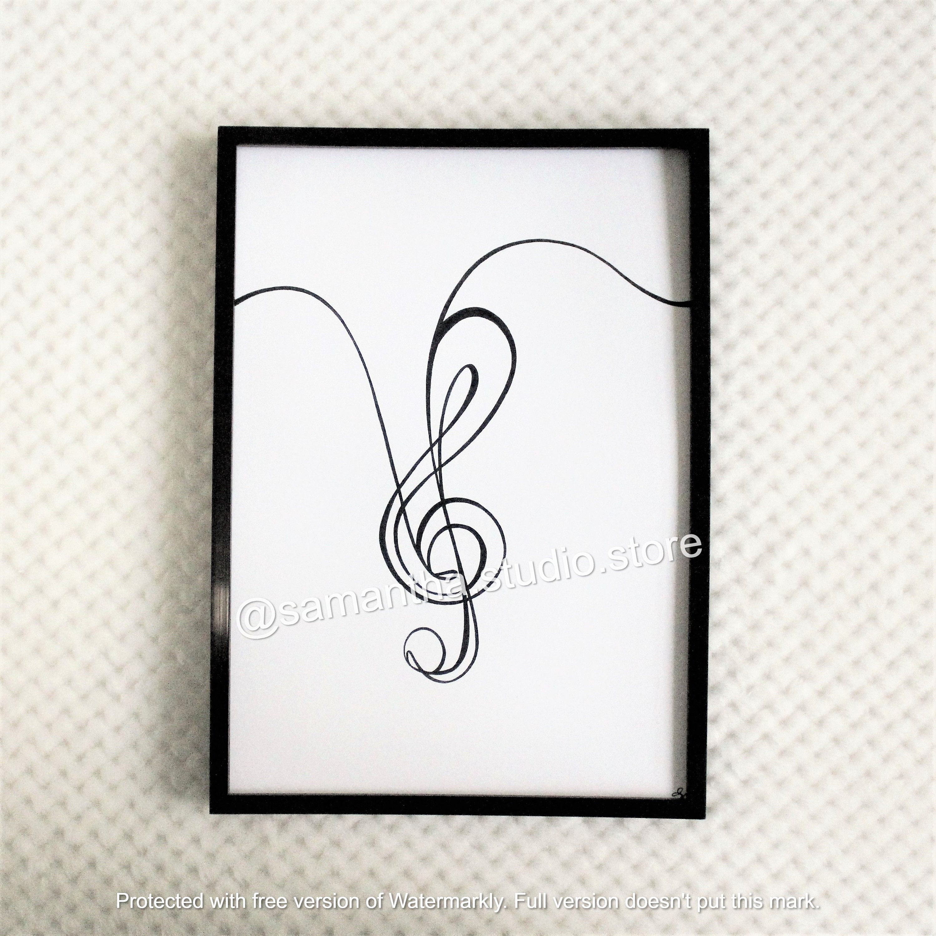 Treble Clef Music - INSTANT DOWNLOAD - Printable Minimalist Line Art ...