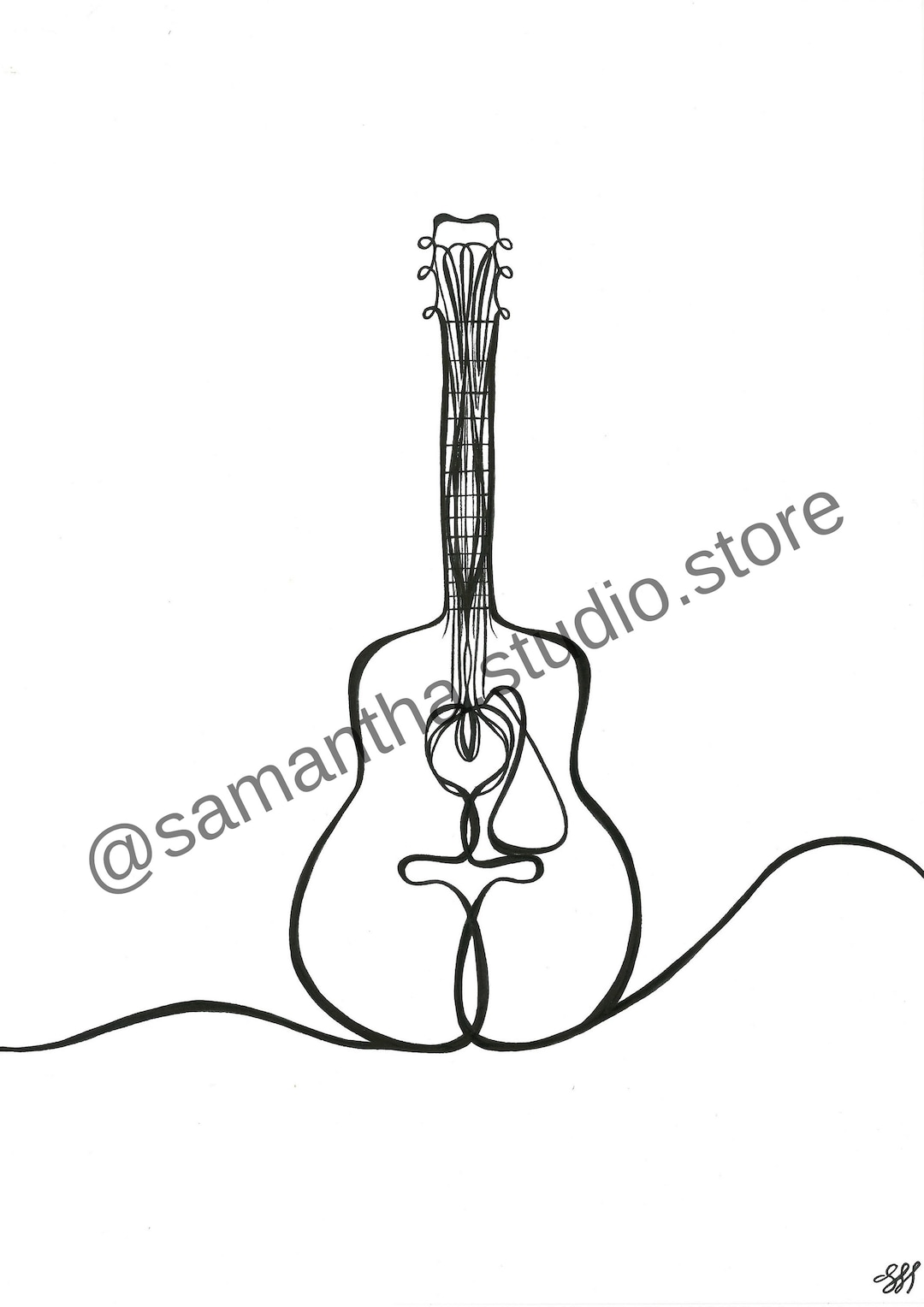 Guitar Drawing - INSTANT DOWNLOAD - Printable Minimalist Line Art for ...