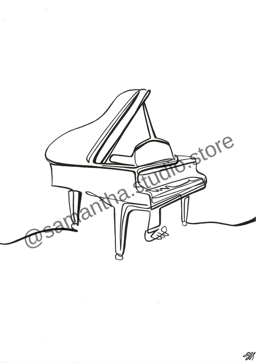 Piano Drawing - INSTANT DOWNLOAD - Printable Minimalist Line Art for ...