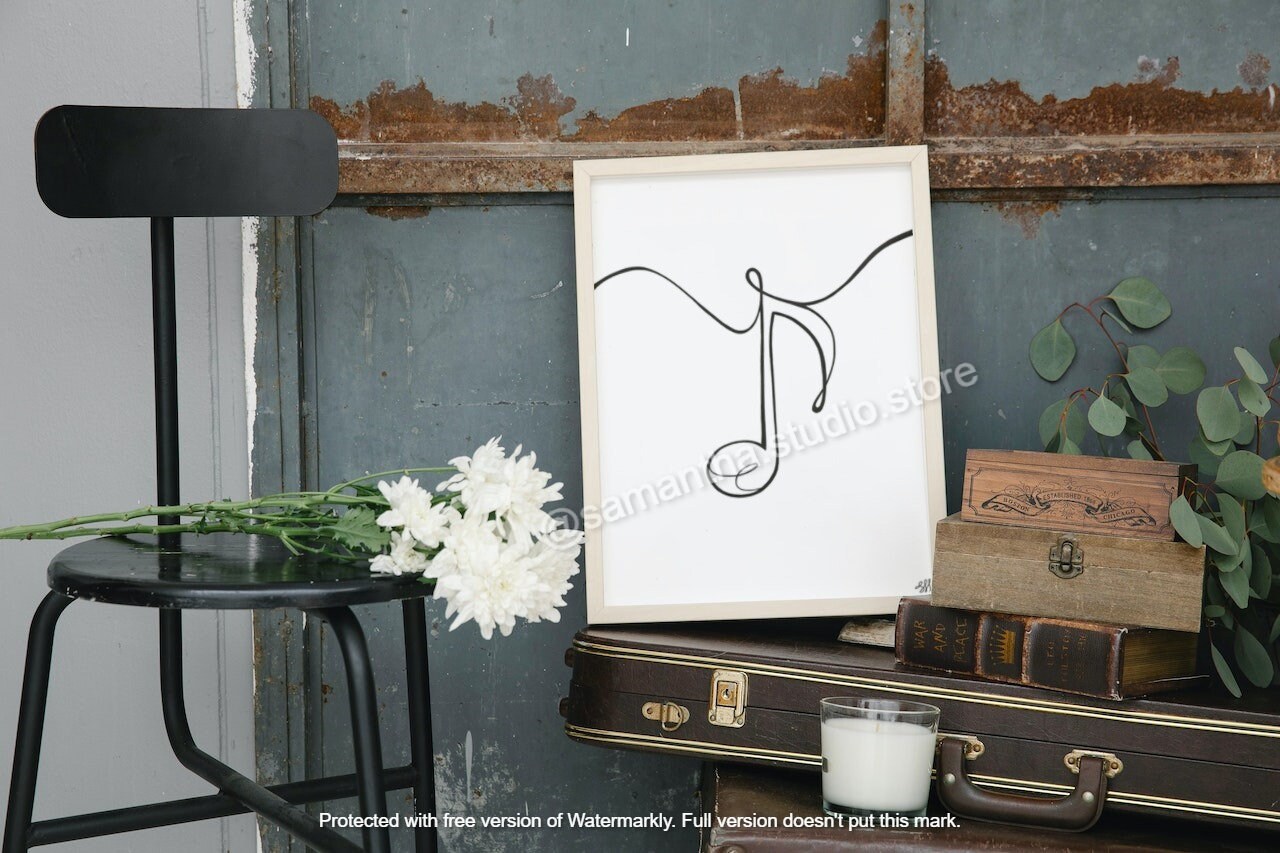 Quaver Music Note - INSTANT DOWNLOAD - Printable Minimalist Line Art ...