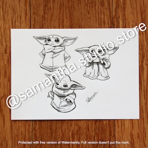 Grogu Sketches ORIGINAL Art Pencil Drawing - Etsy