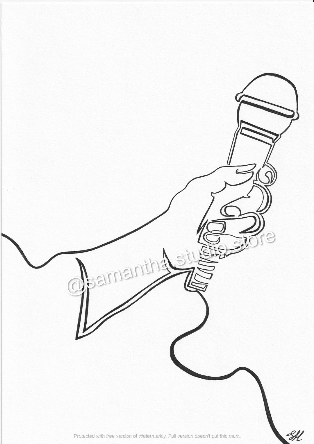 Singer With Microphone - INSTANT DOWNLOAD - Printable Minimalist Line ...