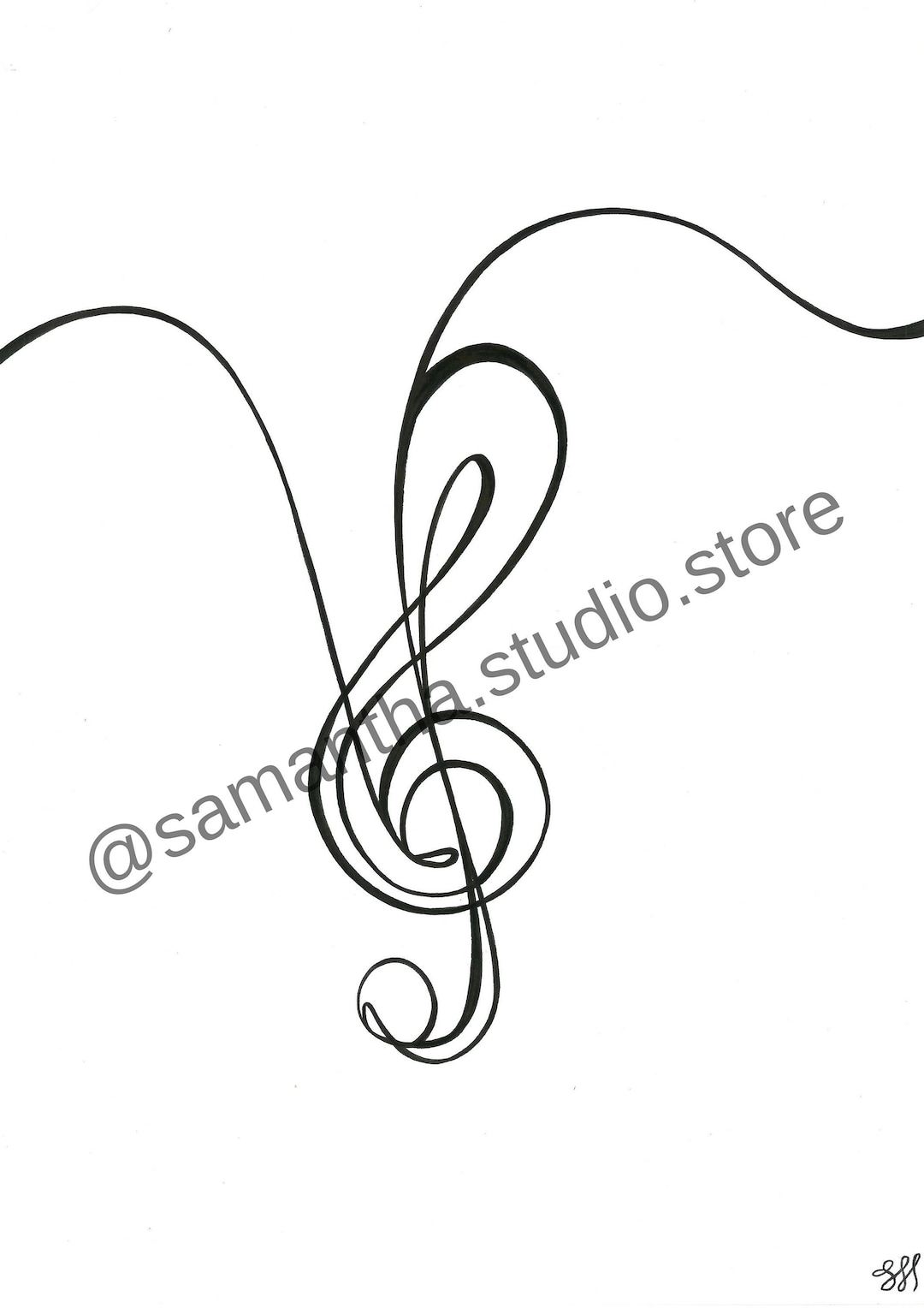 Treble Clef Music - INSTANT DOWNLOAD - Printable Minimalist Line Art ...