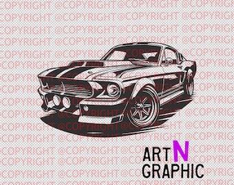 Ford Mustang 1967 Vector .SVG .PNG - Etsy