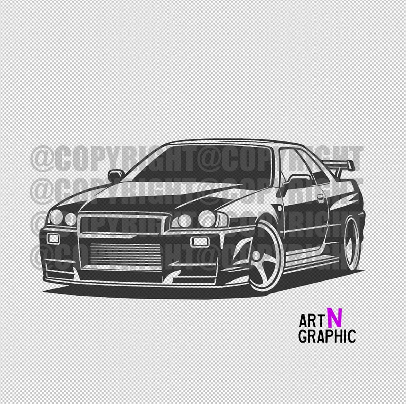 Nissan Skyline GTR R34 .SVG .PNG 4k - Etsy