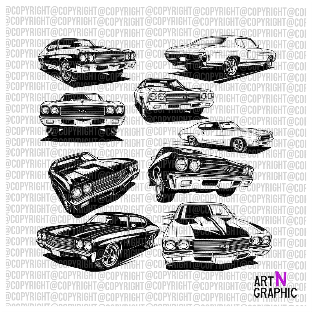1970 Chevelle SS - 9x Design Pack Bundle .SVG .PNG 4K - Etsy