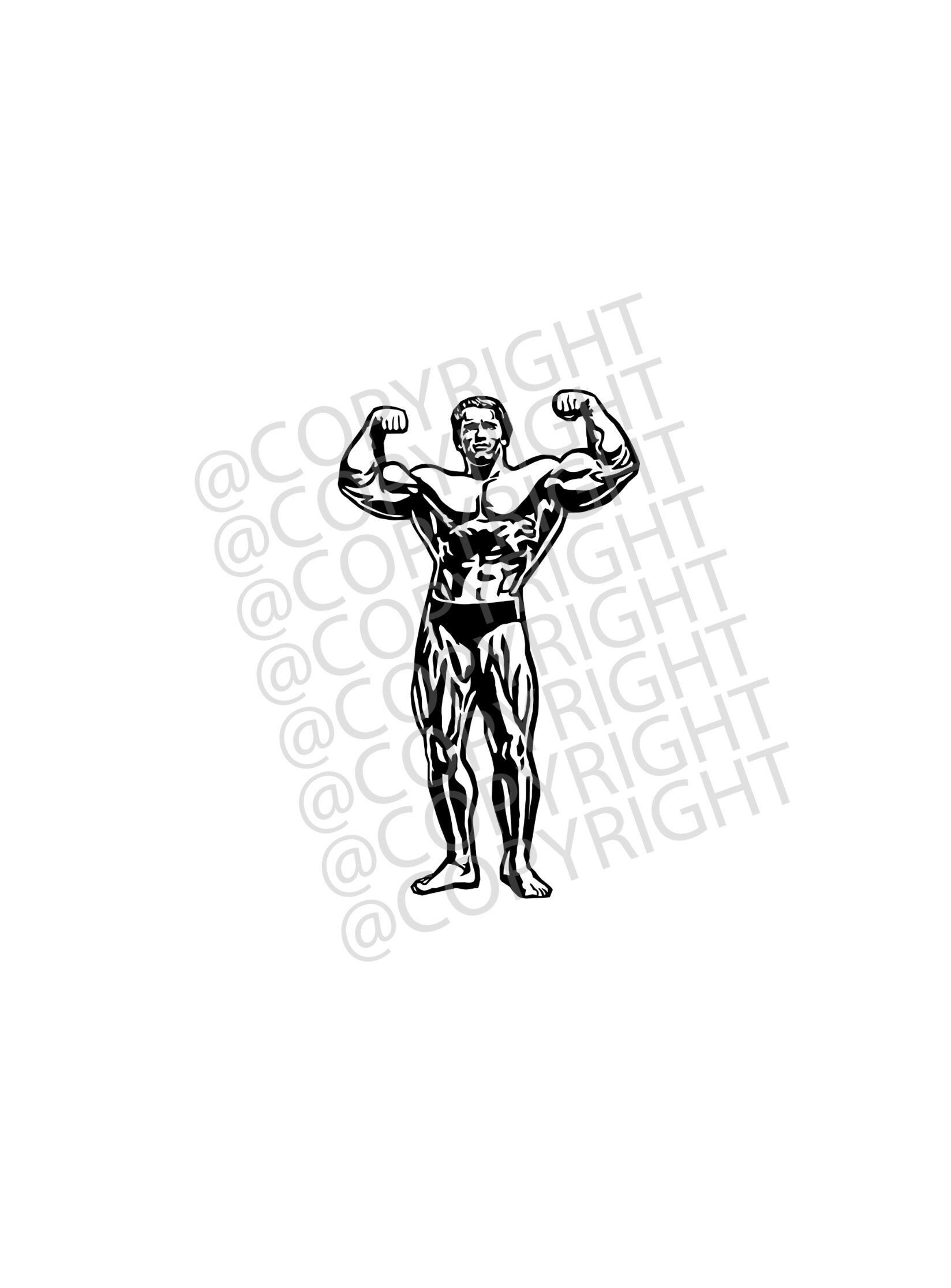 Arnold Schwarzenegger Front Biceps Pose - Old School Bodybuilding .SVG ...