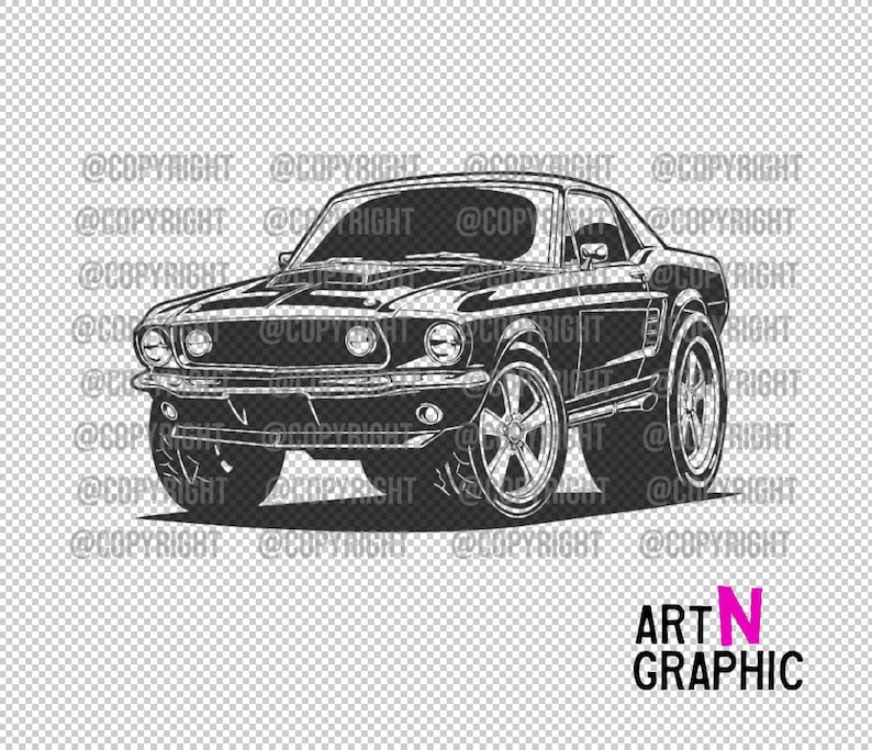 Ford Mustang 1967 Caricature Vector .SVG .PNG - Etsy