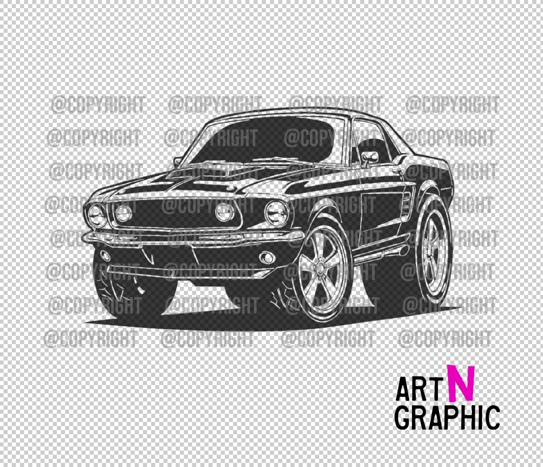 Ford Mustang 1967 Caricature Vector .SVG .PNG - Etsy