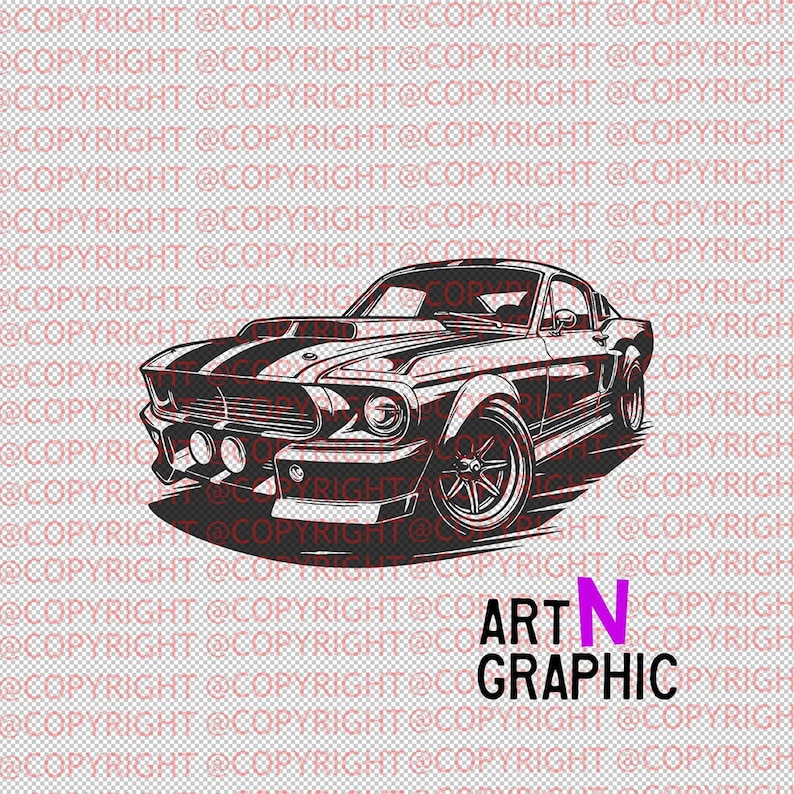 Ford Mustang GT500 1967 Vector .SVG .PNG - Etsy