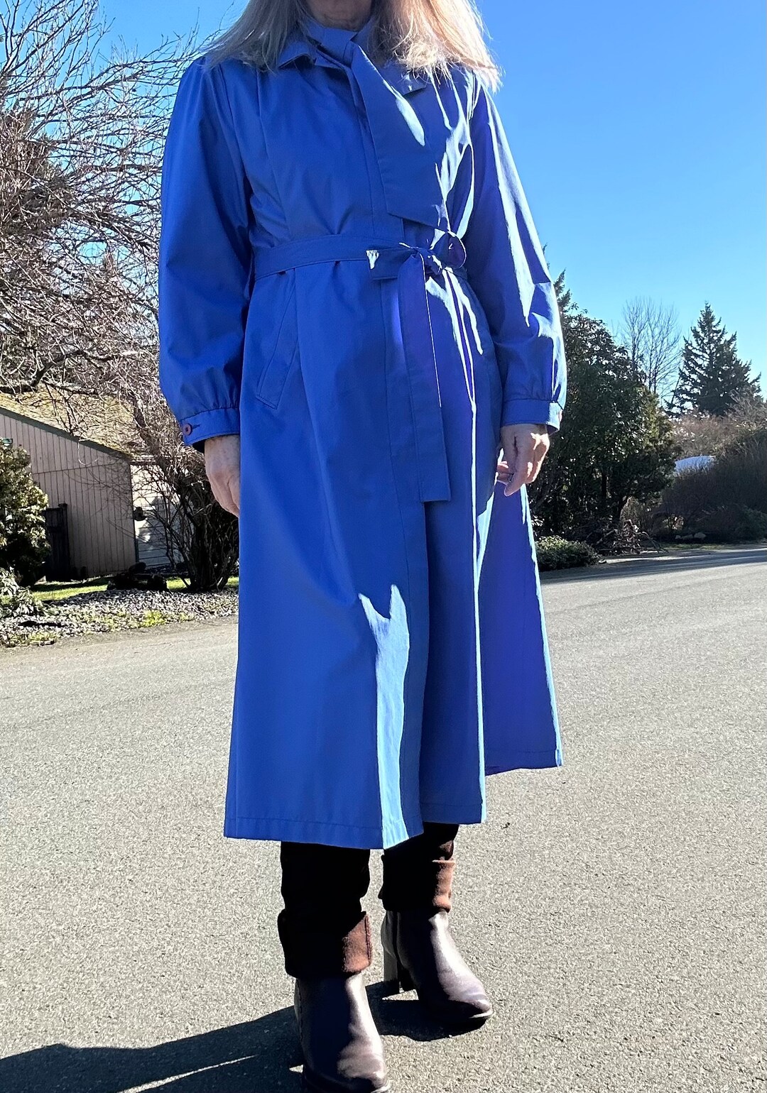London Fog Trench Coat Blue - Etsy
