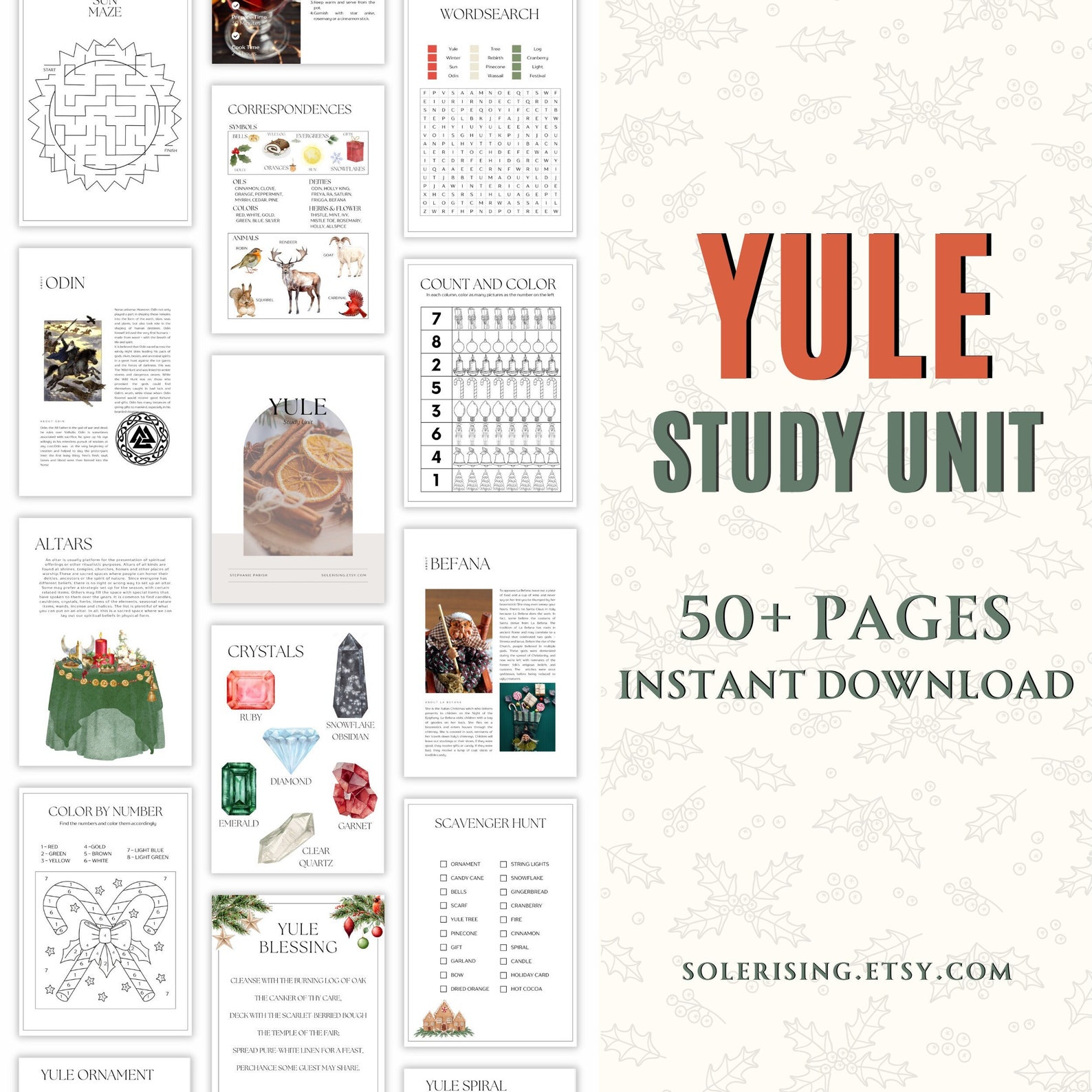 NEW! Yule Study Unit,homeschool,teacher Resource,printable,learning ...