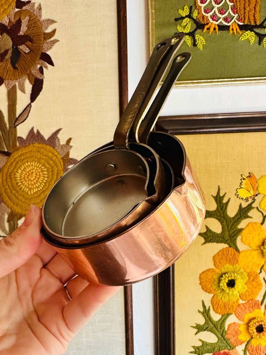 Set of 4 Heavy Antique Copper Brass Measuring Cups - Etsy