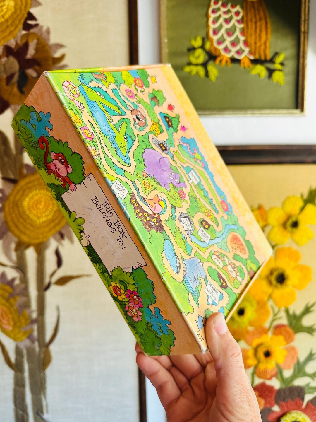 Vintage 1980s Cardboard Pencil Box "this Box Belongs To:" Jungle Maze ...
