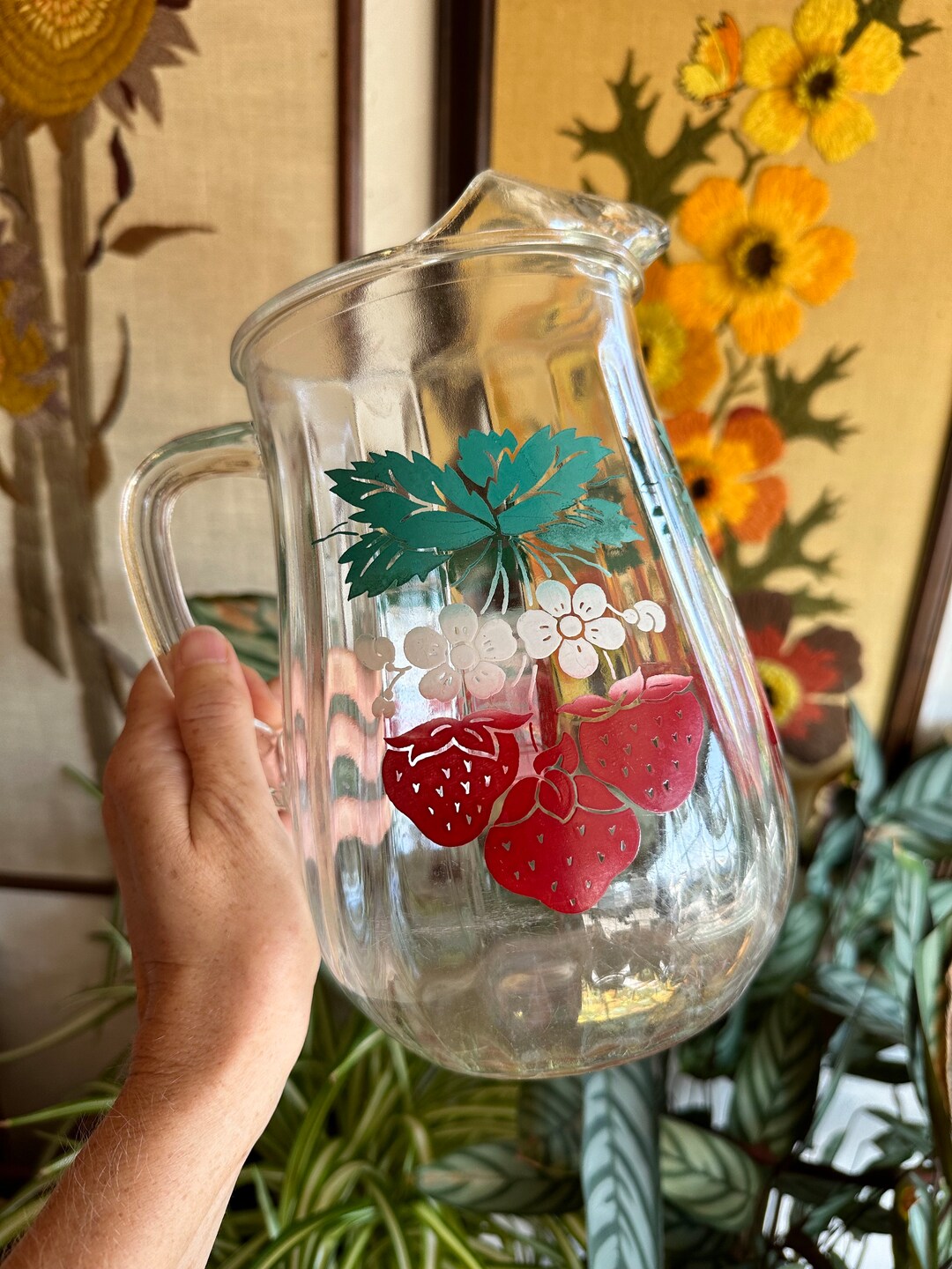 Vintage Anchor Hocking Strawberry Pitcher - Etsy