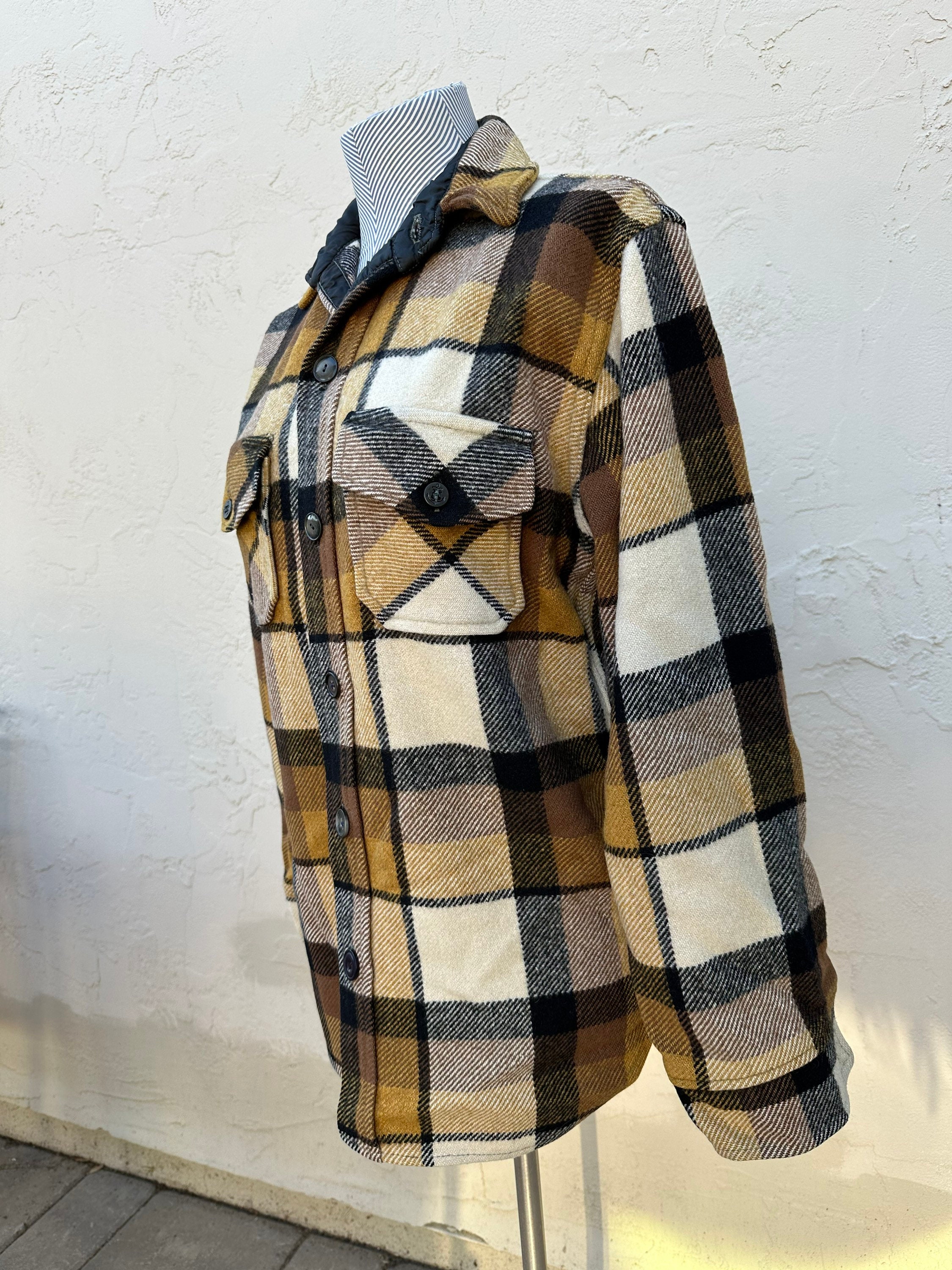 Vintage CPO Wool Shacket Neutral Plaid Mens Workshirt Size M - Etsy