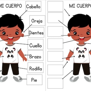 SPANISH Body Parts for Kids, Interactive Printable Study Guide, Body ...