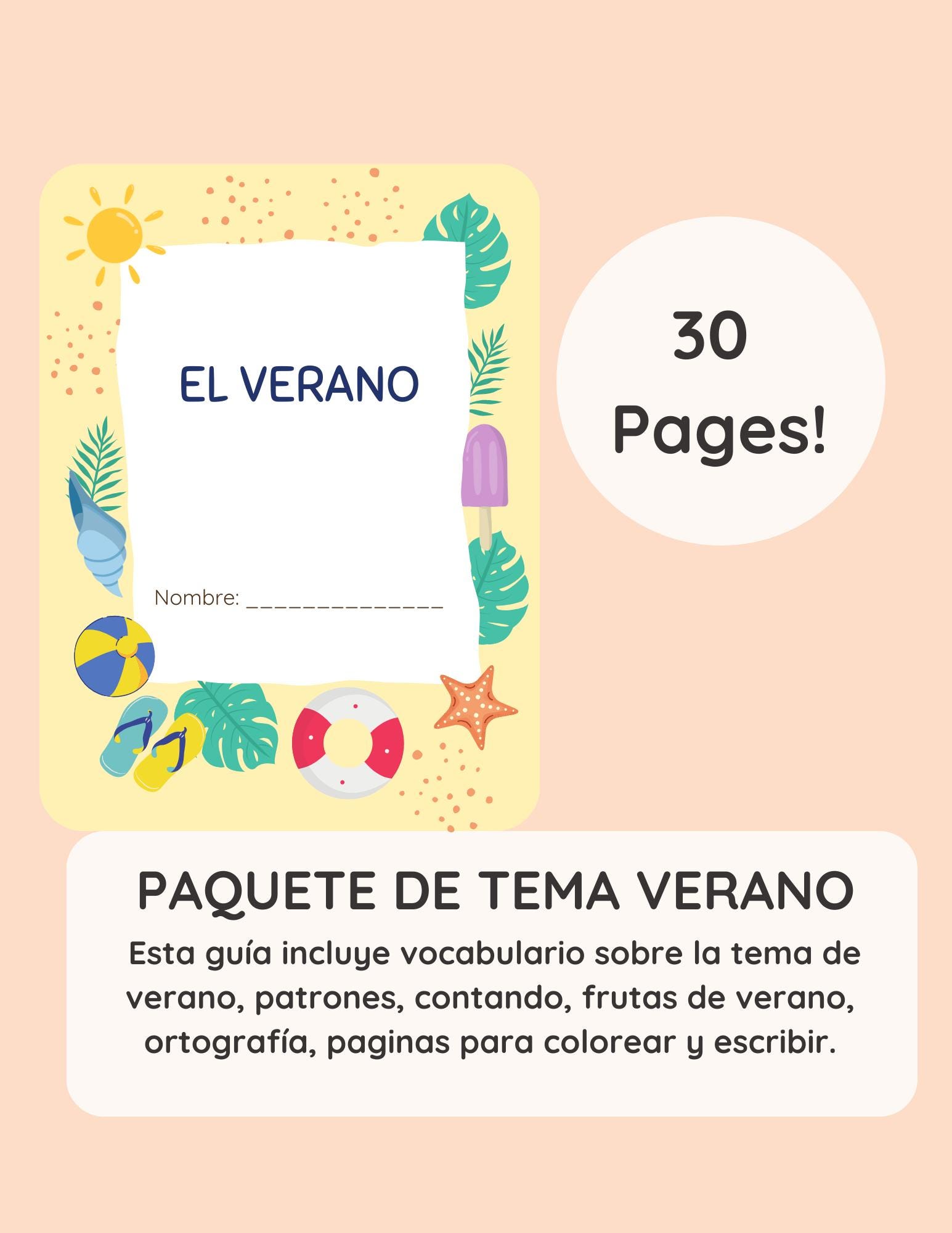SPANISH Summer Guide, Summer Fun Spanish Printable Guide | Interactive ...