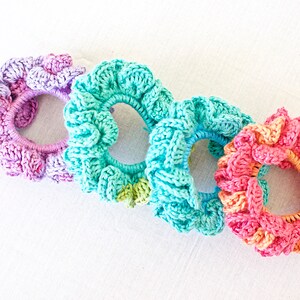 Boho Style Cotton Crochet Scrunchies, Soft Hair Accessories, Elastic ...