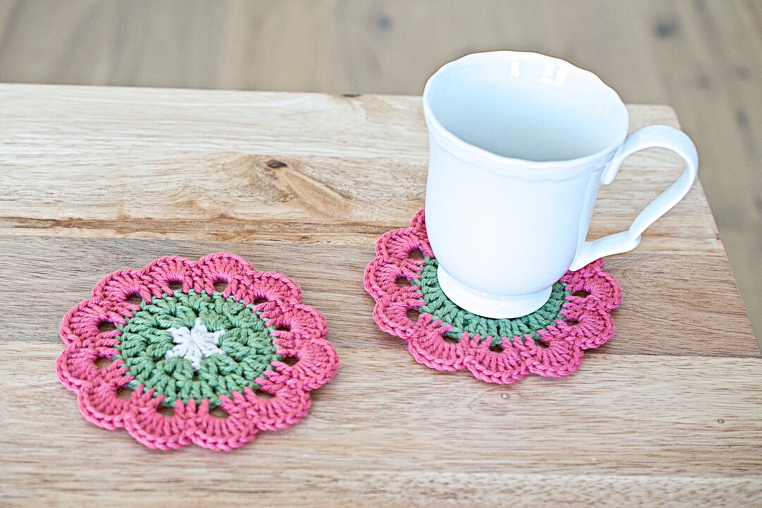 Cotton Crochet Coaster Doily Set, Round Doily, Handcrafted Coasters, Cottagecore Decor ...