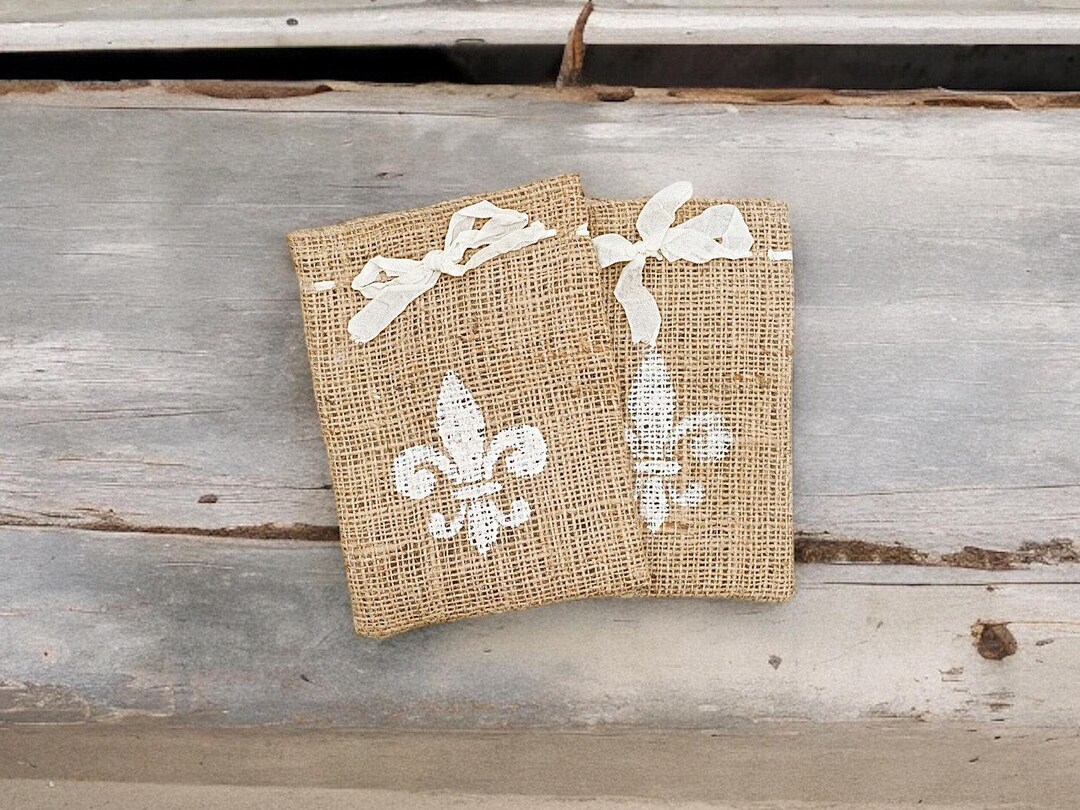 Fleur De Lis Burlap Party Favor Bag, Rustic Gift Bag, Wedding Favor Bag ...
