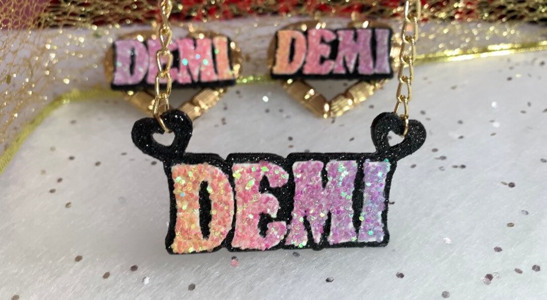 Kids Double Name Plate Necklace and Earring Set| Bamboo Heart Earrings ...
