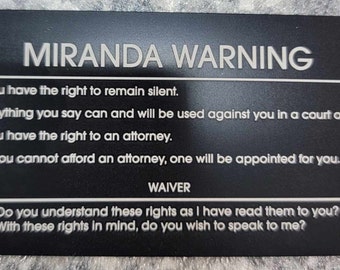 Miranda Rights Warning Card Lightburn & SVG Download File for Laser ...