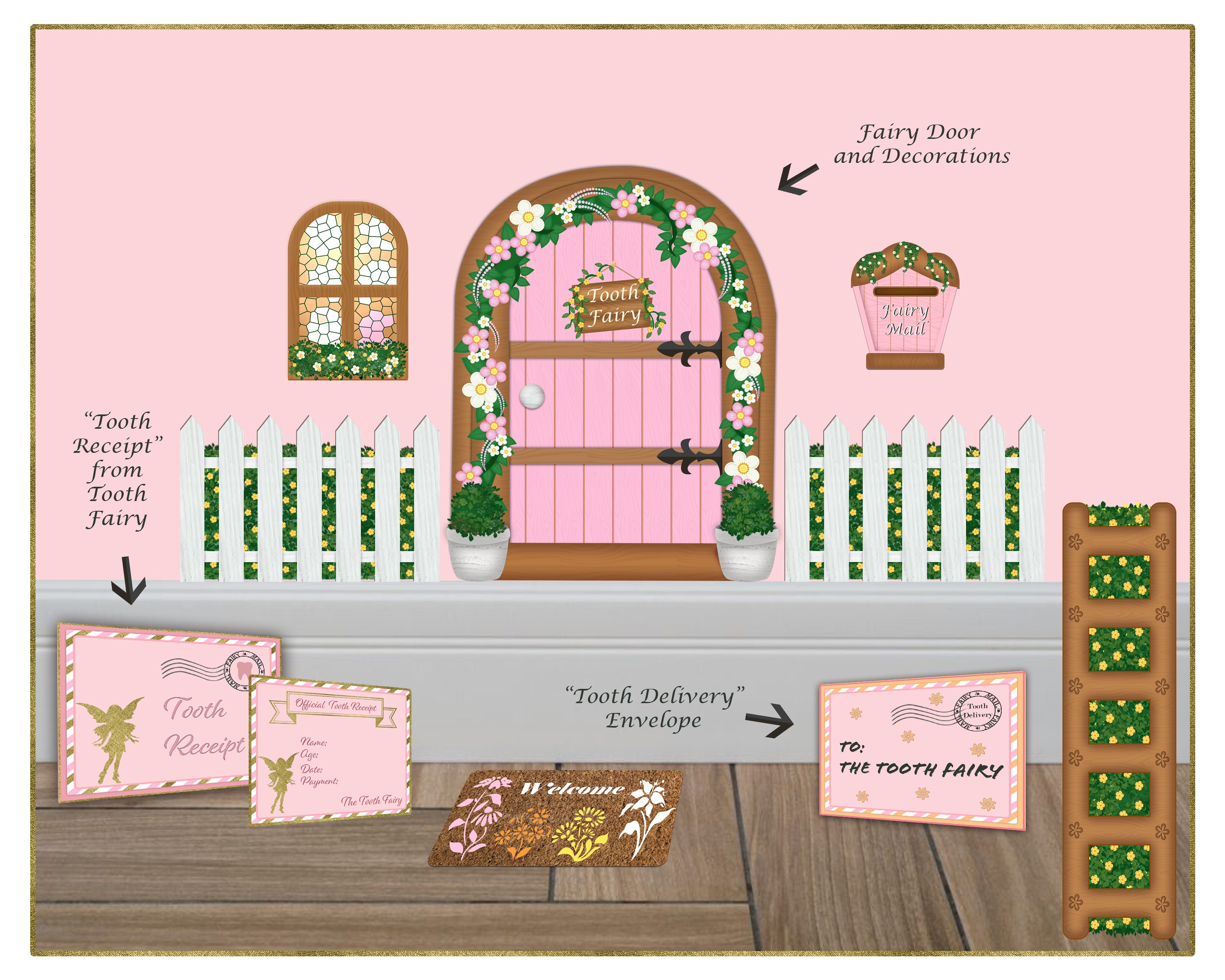 Printable Fairy Door Kit, Fairy Door, Tooth Fairy, Tooth Fairy Letter ...