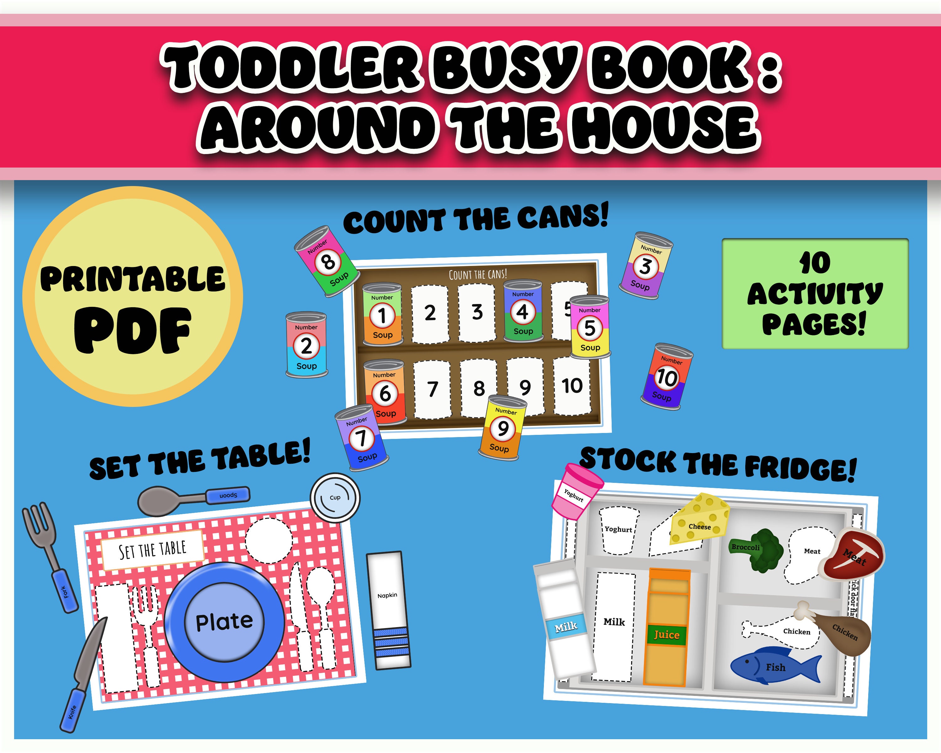 Toddler Busy Book, Printable Busy Book, Toddler Binder Pages ...